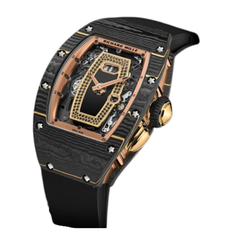 RM 037 Ladies Carbon TPT Rubber Strap Carbon Gold TPT Case TPT rm-037-ladies-carbon-tpt-rubber-strap-carbon-gold-tpt-case-tpt