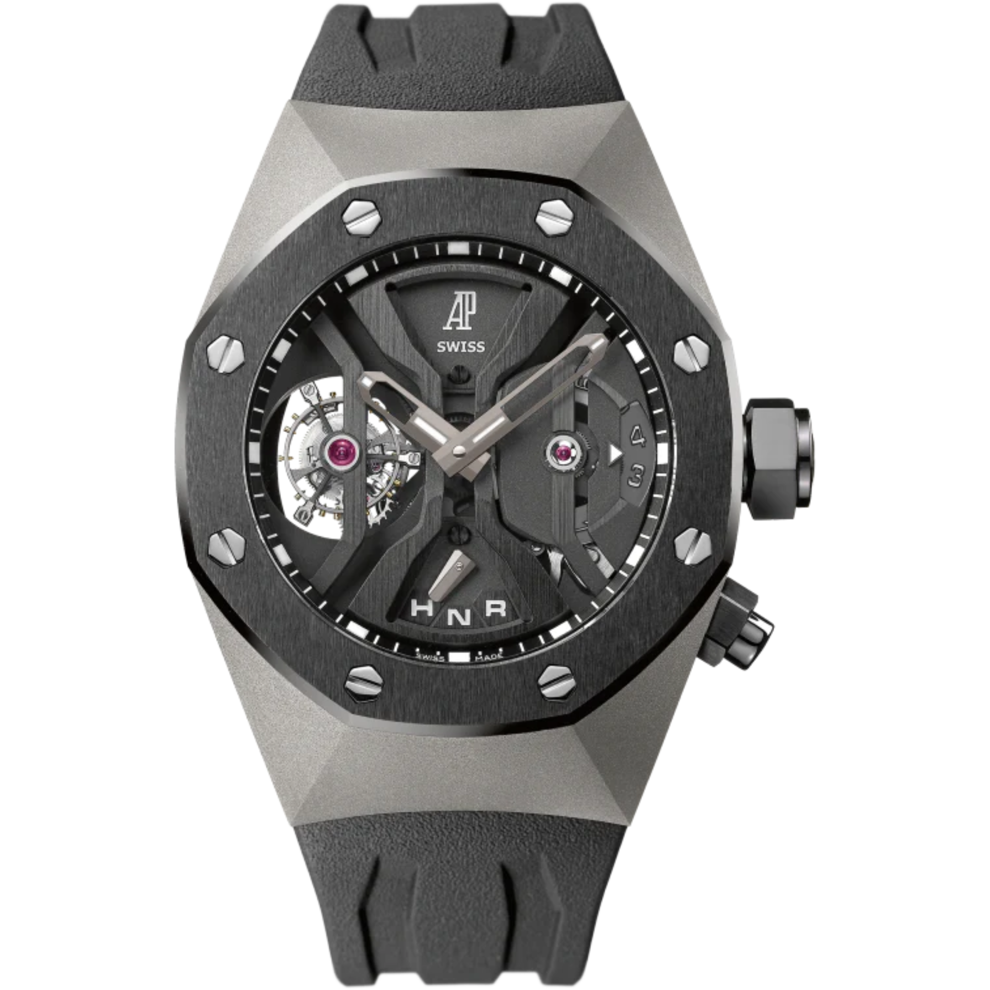 Royal Oak Concept 44MM Gmt Tourbillon Black Rubber Strap Titanium Case ...