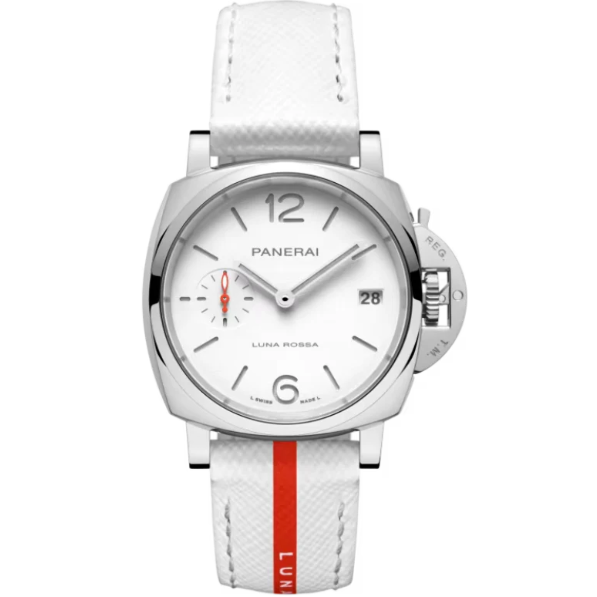 LUMINOR DUE LUNA ROSSA PAM01378 38 MM STAINLESS STEEL WITH WHITE DIAL ...