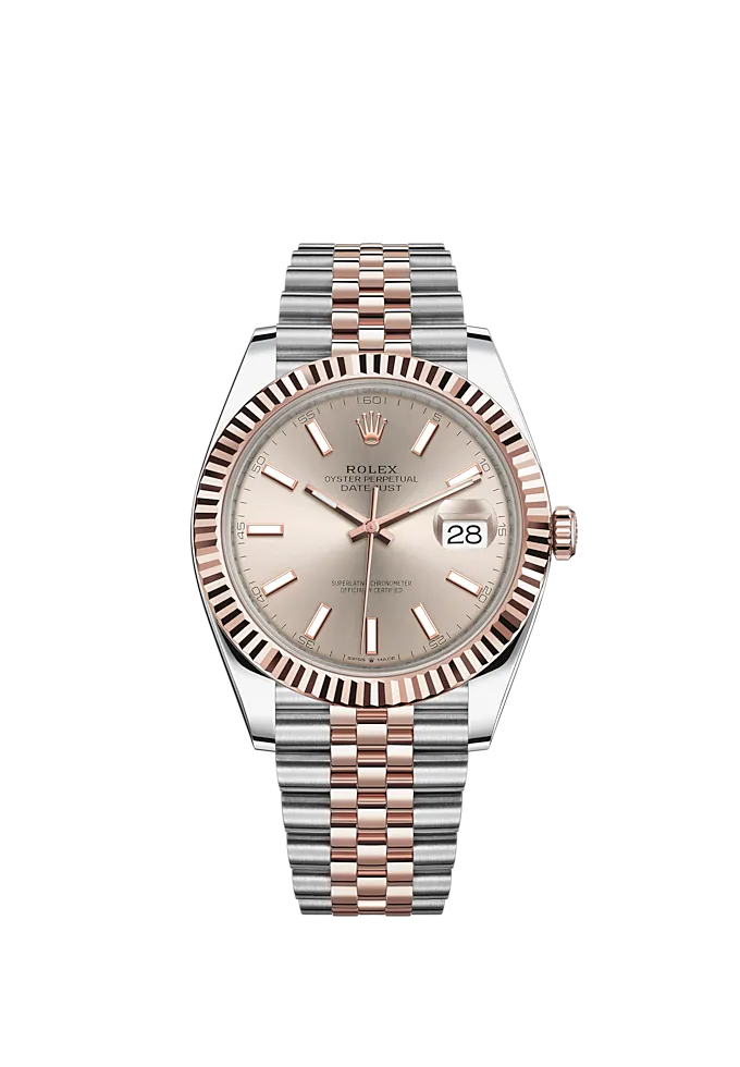 Rolex Datejust Ref. 126331 41MM Two Tone RG/SS Sundust Dial Fluted Bez ...