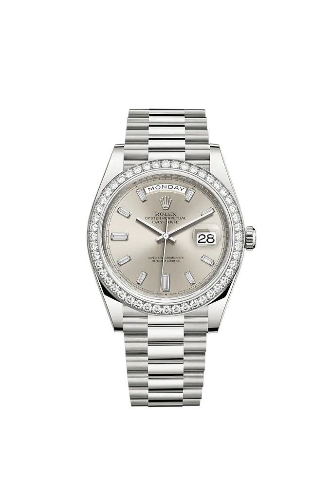 Day-Date 40 40mm President Bracelet and 18 KT White Gold with Silver D ...